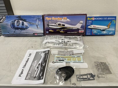 3 Minicraft Model Kits Piper Cherokee 140 Scale Airplane BOEING 737-200 ...