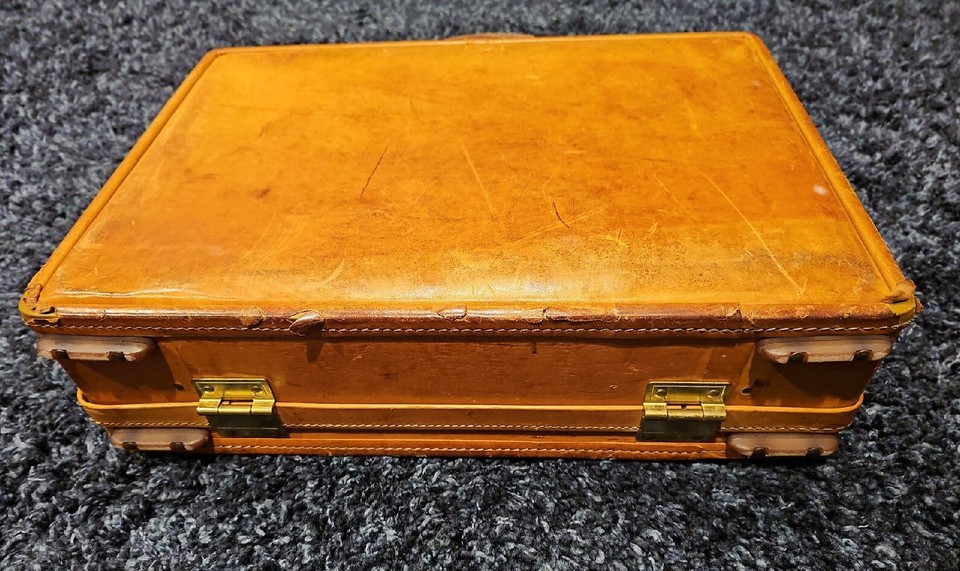 Vintage Tan/Brown Leather Hartmann Brass Accent Combination Lock ...