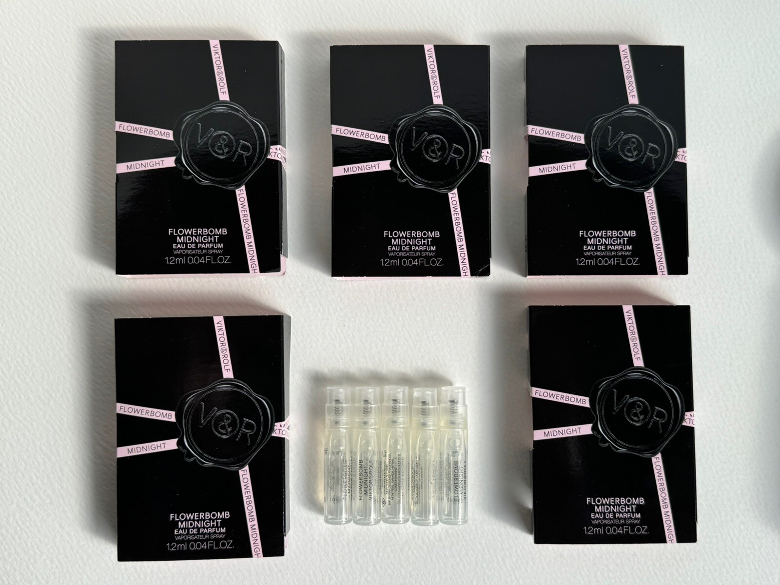 V&R VIKTOR & ROLF FLOWERBOMB MIDNIGHT EDP 1.2ml .04oz x 5 PERFUME SPRAY ...