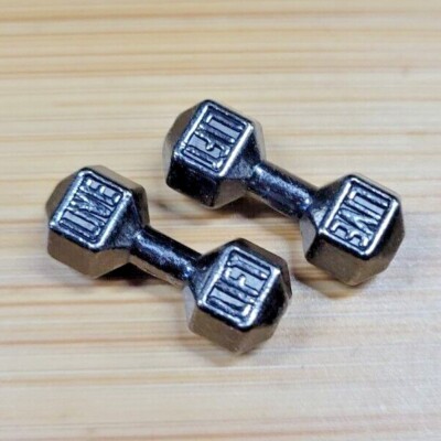 2Pcs 1/12 Dollhouse Miniature Barbell Dumbbells Weights Gym Accessory ...