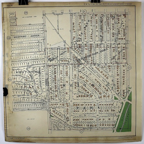 1925 Kansas City Missouri Plat Map 47th to 51st, State Line to 19.25x20 ...