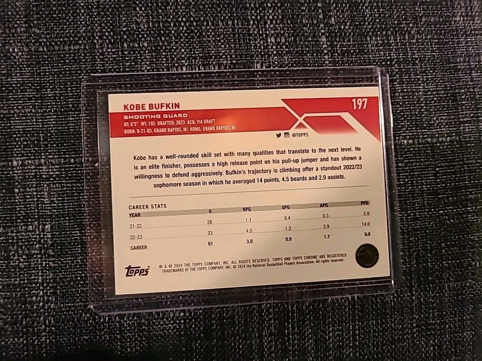 2023-24 Topps Chrome - Kobe Bufkin #197 (RC) | eBay UK