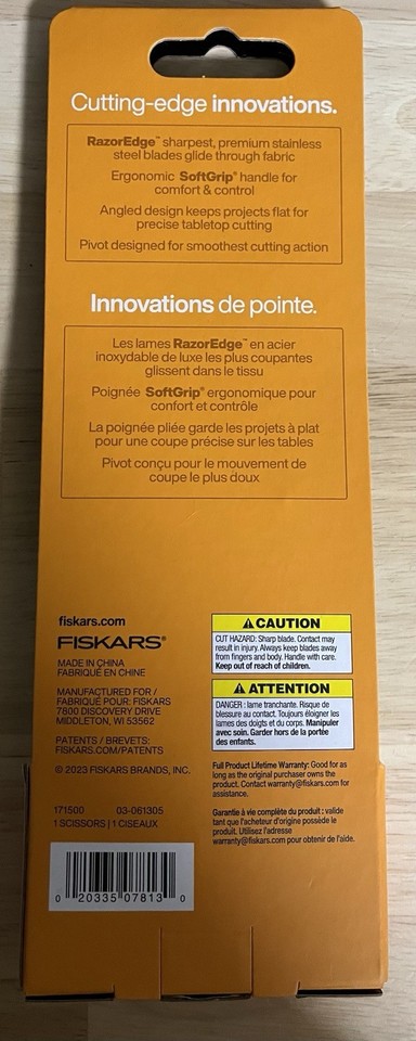 Fiskars fabric shears razor edge 8in ergonomic soft grips | eBay