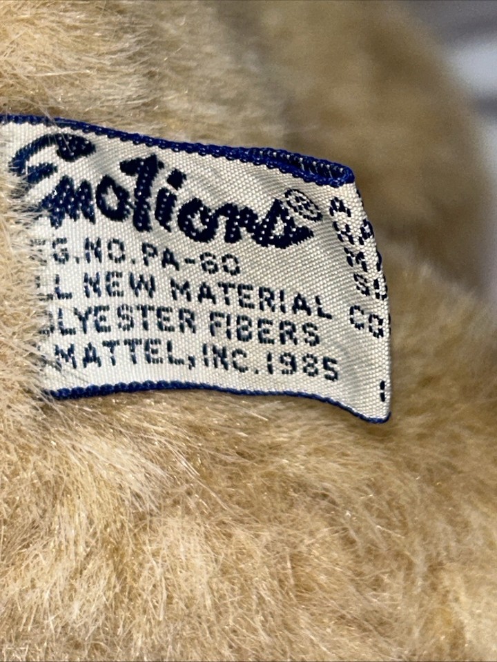 Mattel Emotions #1233 Tan Teddy Bear Plush with Hug Me Heart 10 ...