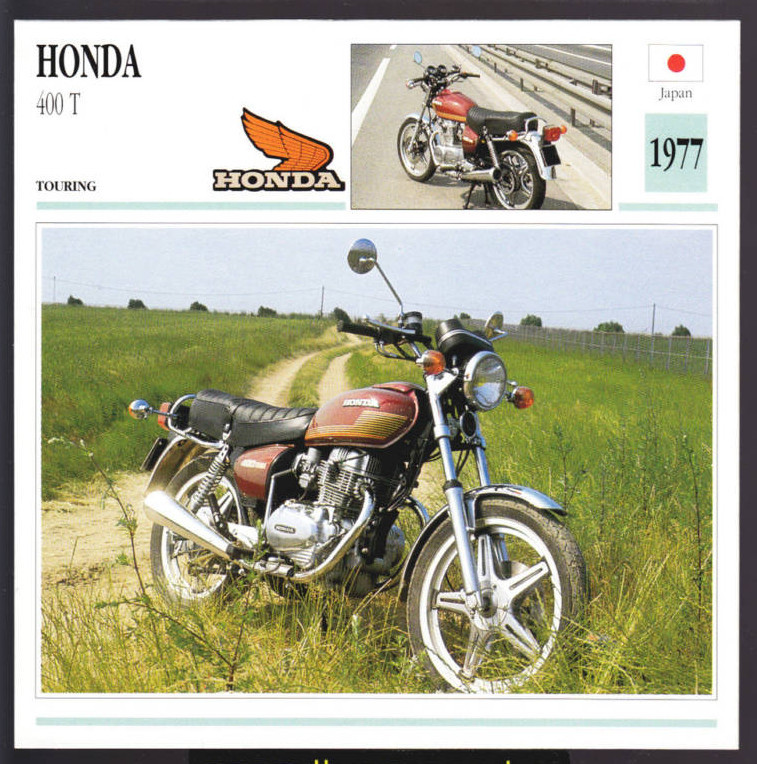 1977 Honda 400 T (395cc) Japan Bike Motorcycle Photo Spec Sheet Info ...