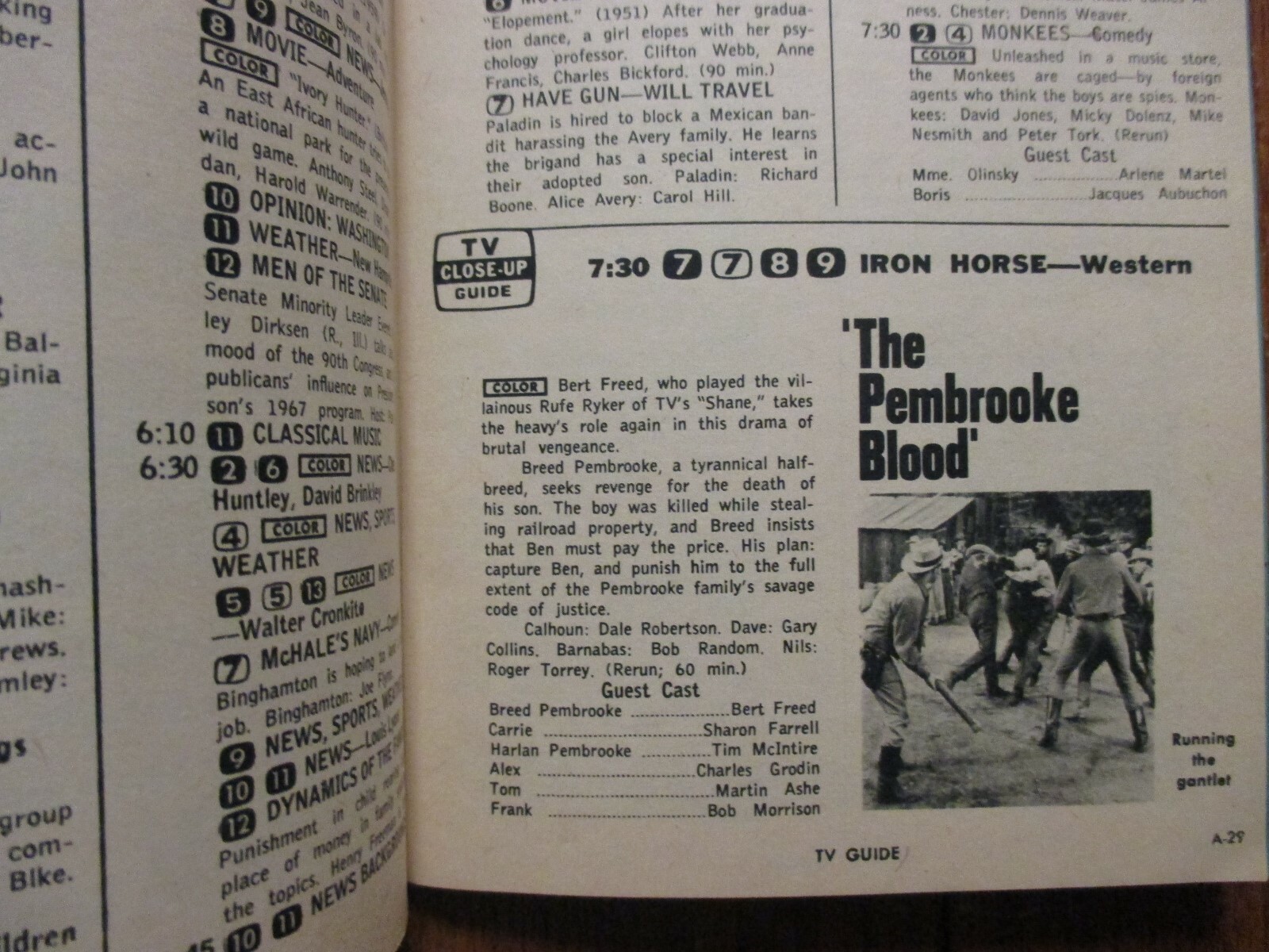 June-1967 TV Guide(TIM CONWAY/ANN PRENTISS/CHARLTON HESTON/DIANE ROTER ...