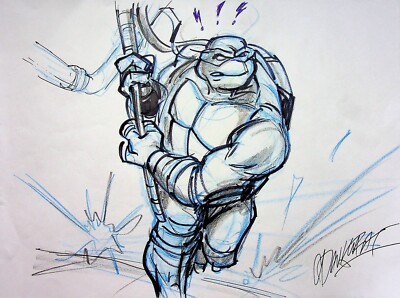TEENAGE MUTANT NINJA TURTLES Signed Dan Kubat TMNT BW Series Character ...