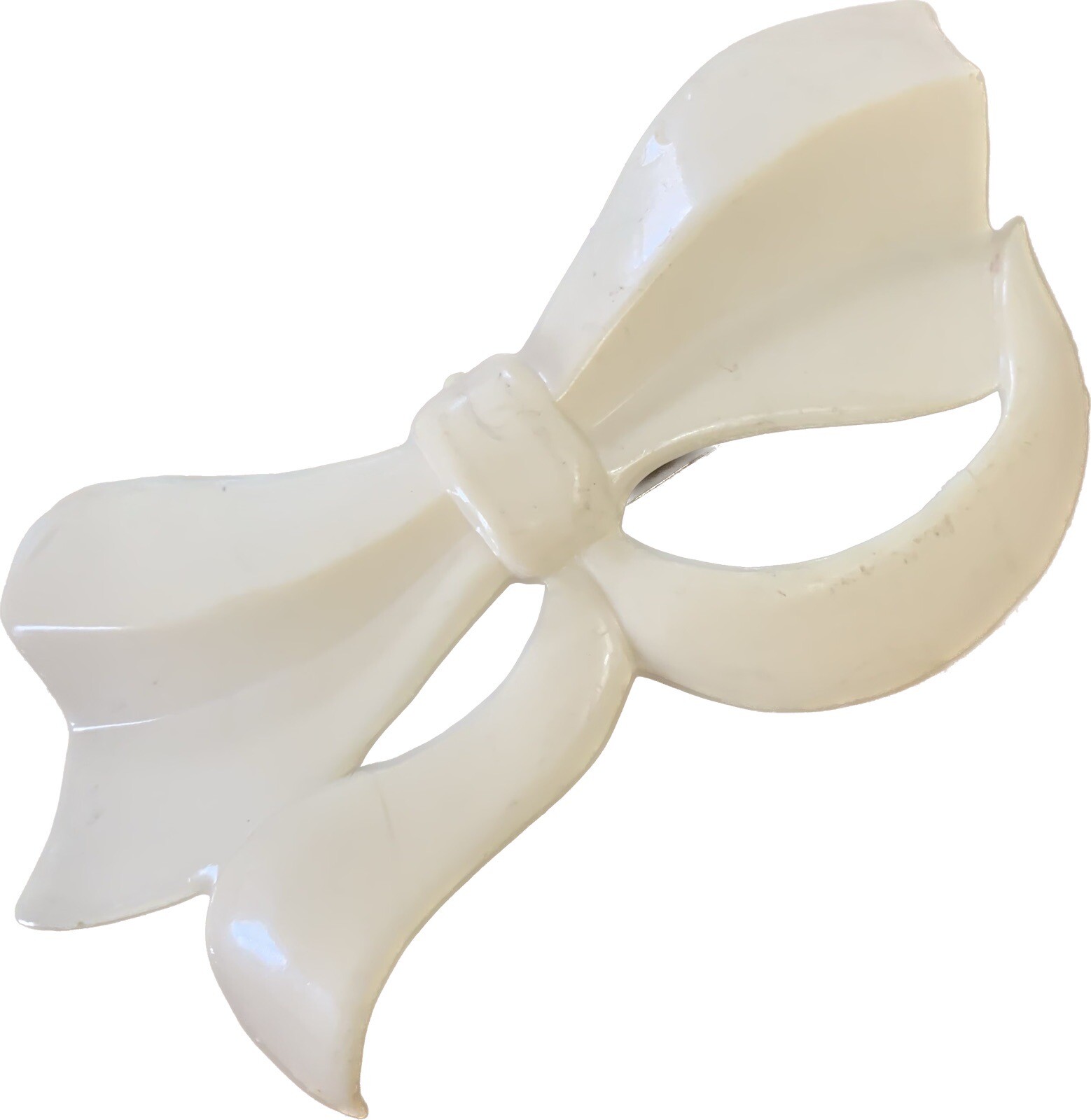 Unusual Vintage 80s 90s Ivory Beige Plastic Bow Baret… - Gem