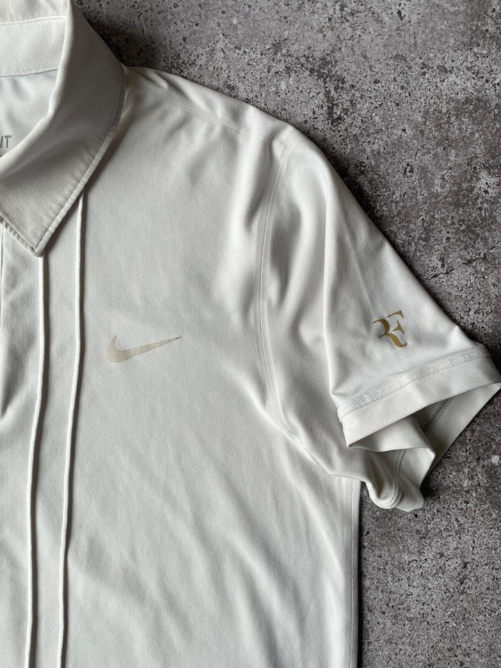 Polo tennis blanc manches courtes Nike RF Roger Federer 2010 Wimbledon ...