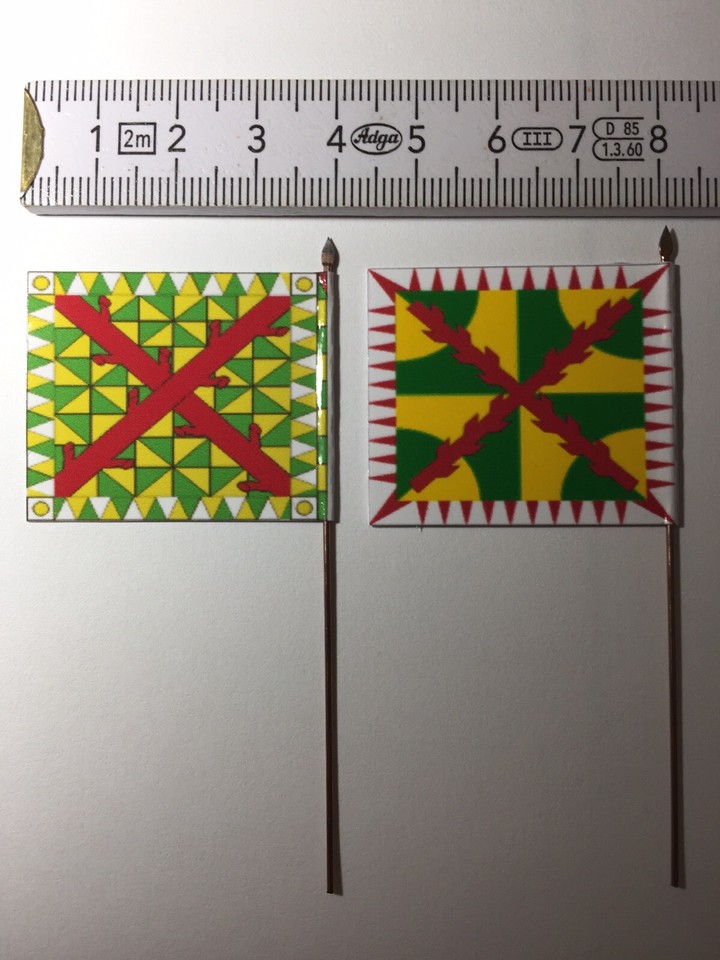 1042) 2x 25mm 28mm Renaissance TYW Spanish Tercio Infantry Regt. Flag ...