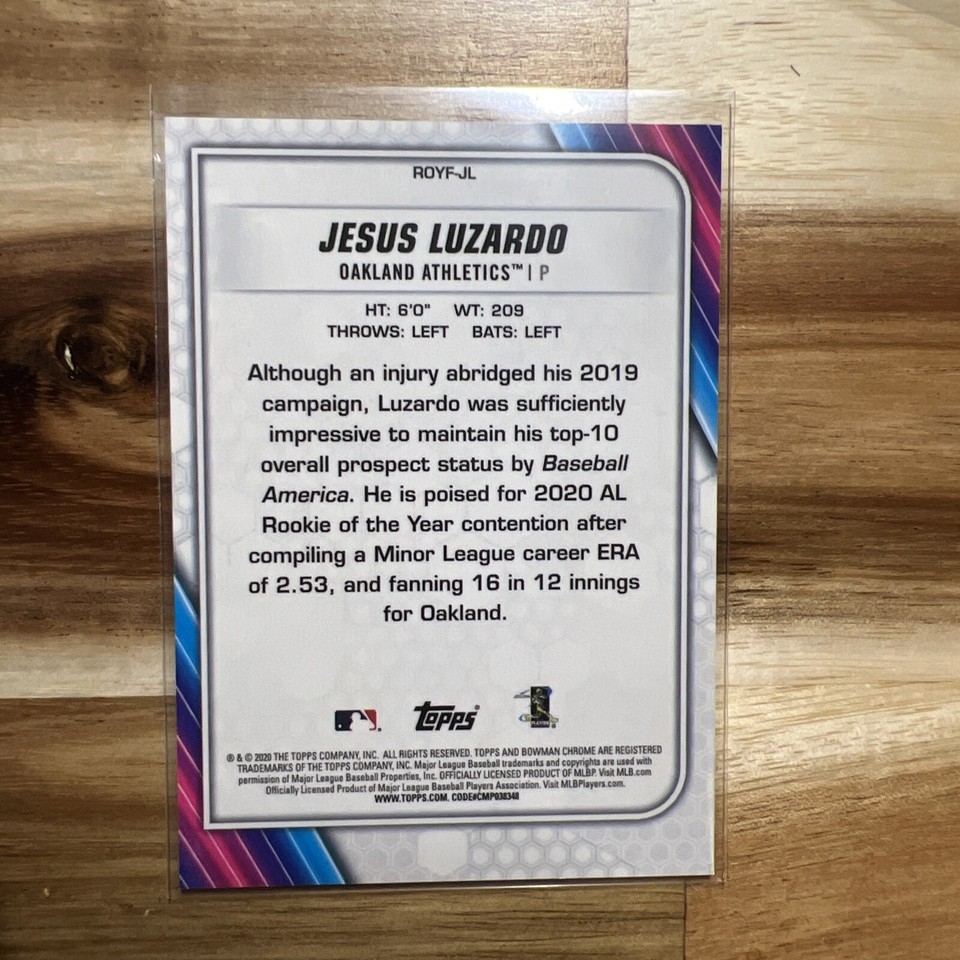 2020 Bowman Chrome Jesus Luzardo /150 Rookie of the Year Favorites ...
