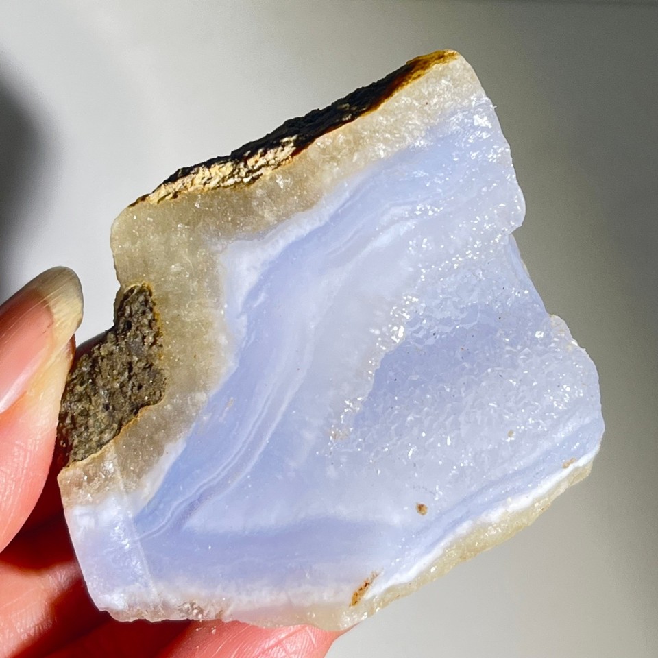 105g Natural Rough blue lace Agate chalcedony Healing Reiki Stone ...