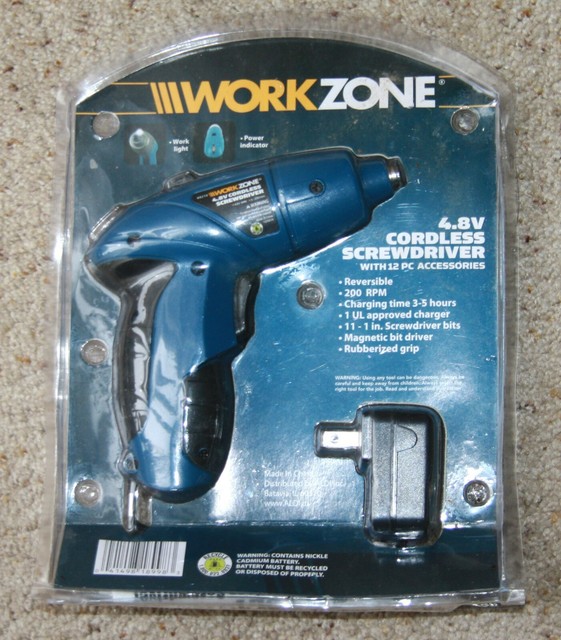 BRAND Work Zone 4v Revolver Cordless Screwdriver Lithium-ion LED Light ...