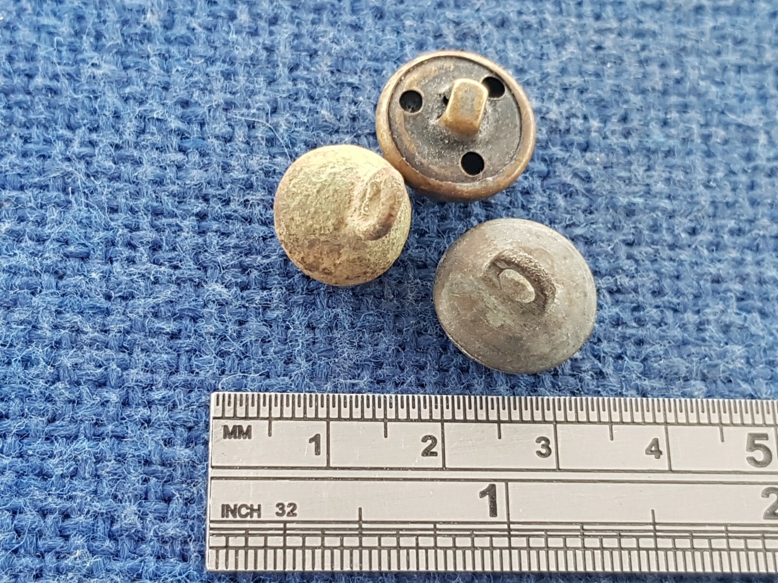 Two Post Medieval/Tudor buttons one 18 hundreds all complete, uncleaned ...
