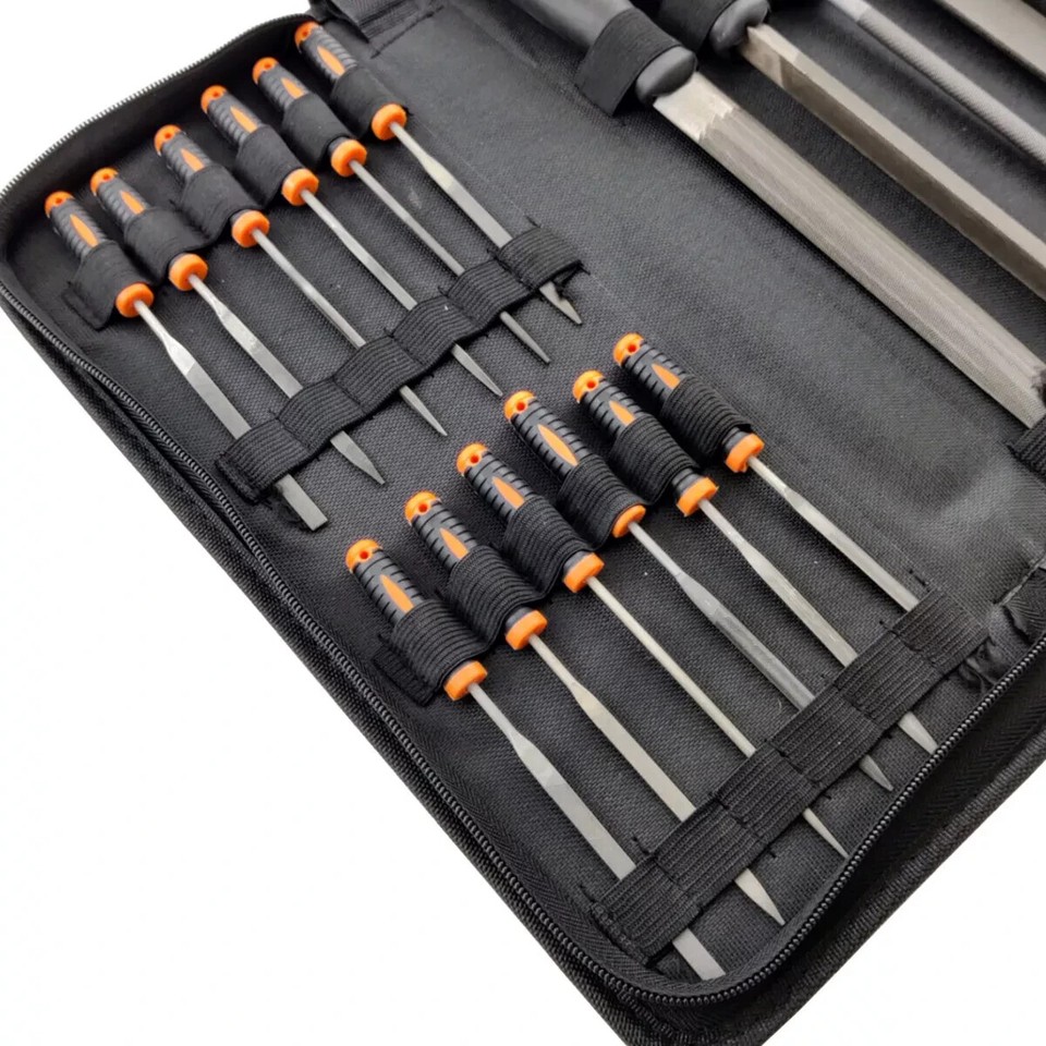 Hand Files And Needle File 16 Piece Set Soft Grip Wood Metal Plastic ...