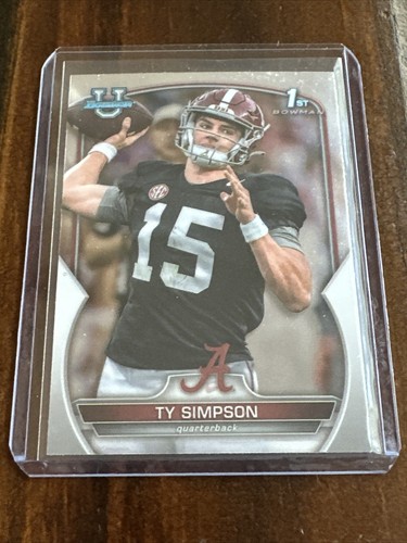 Ty Simpson 1st Rookie Card RC 2022 Bowman Chrome U University #80 ...