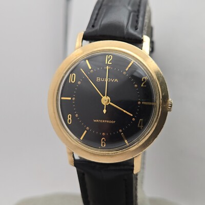 Vintage BULOVA Sea King "HW" men's manual wind watch 11AFC Black dial ...