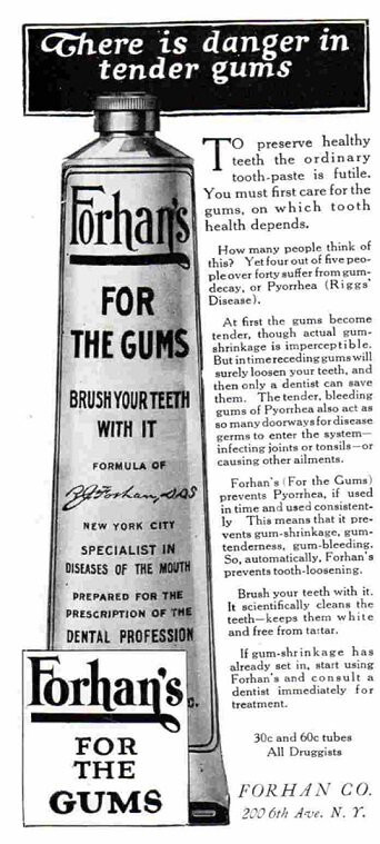 1919 Print Ad Forhans Tooth Powder Danger In Tender Gums Garden Of ...