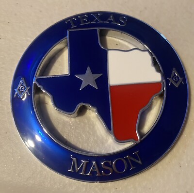 Z-154 TEXAS Masonic Auto Emblem STATE SERIES TX FreeMasonry Car Mason ...