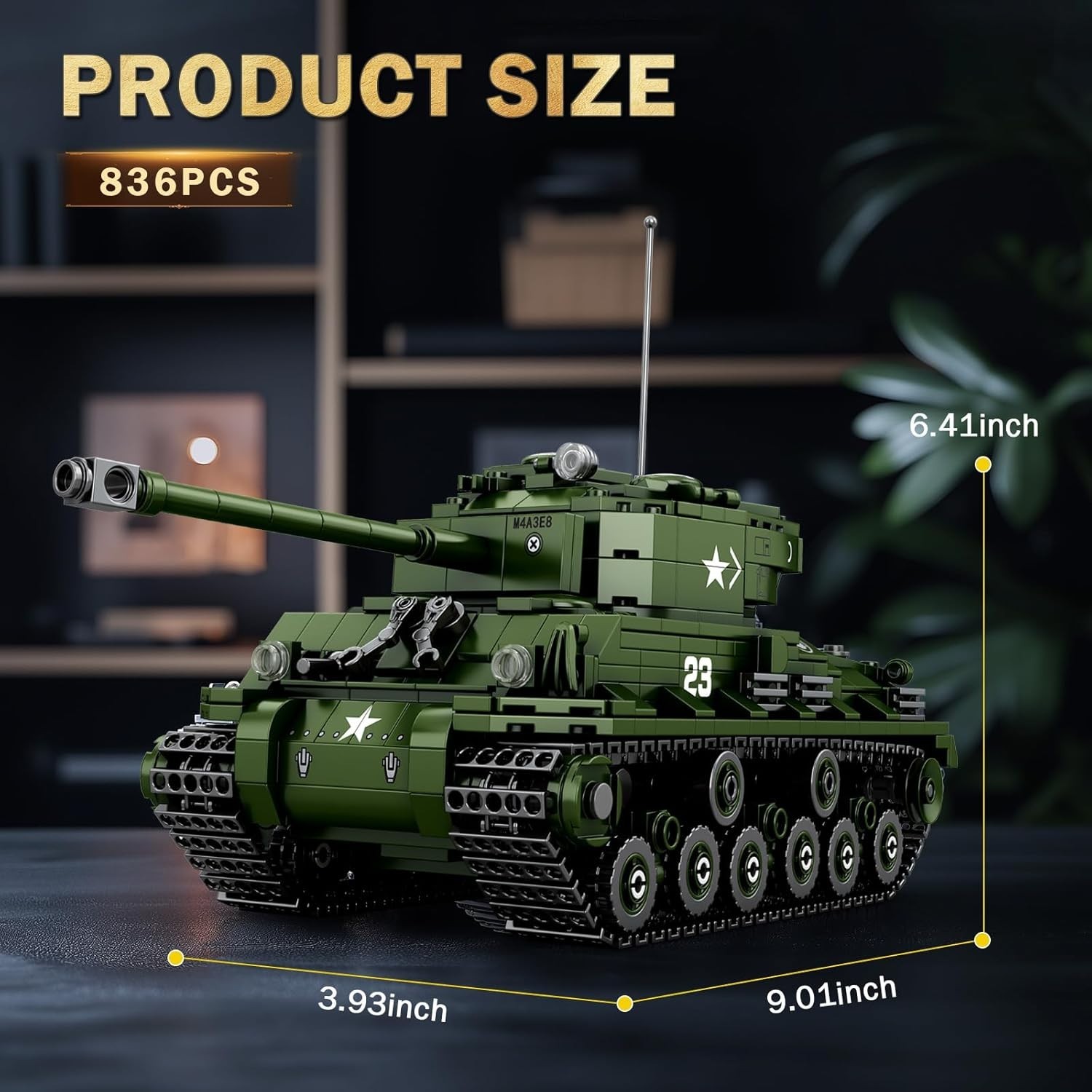 M4A3E8 Sherman Tank Building Set,WW2 Military American Armed Tanks 836 ...