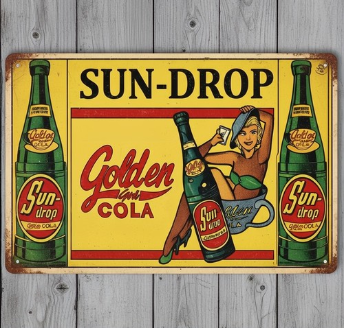 Sun-Drop Golden Girl Cola 8 x 12 Vintage Novelty Metal Sign Made In USA ...