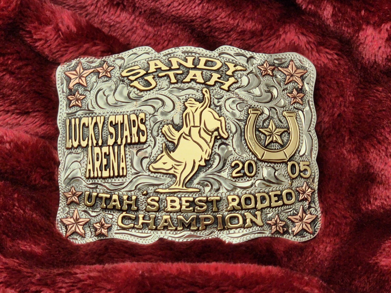 SANDY UTAH PRO RODEO BULL RIDING CHAMPION TROPHY BUCKLE VINTAGE☆2005 ...