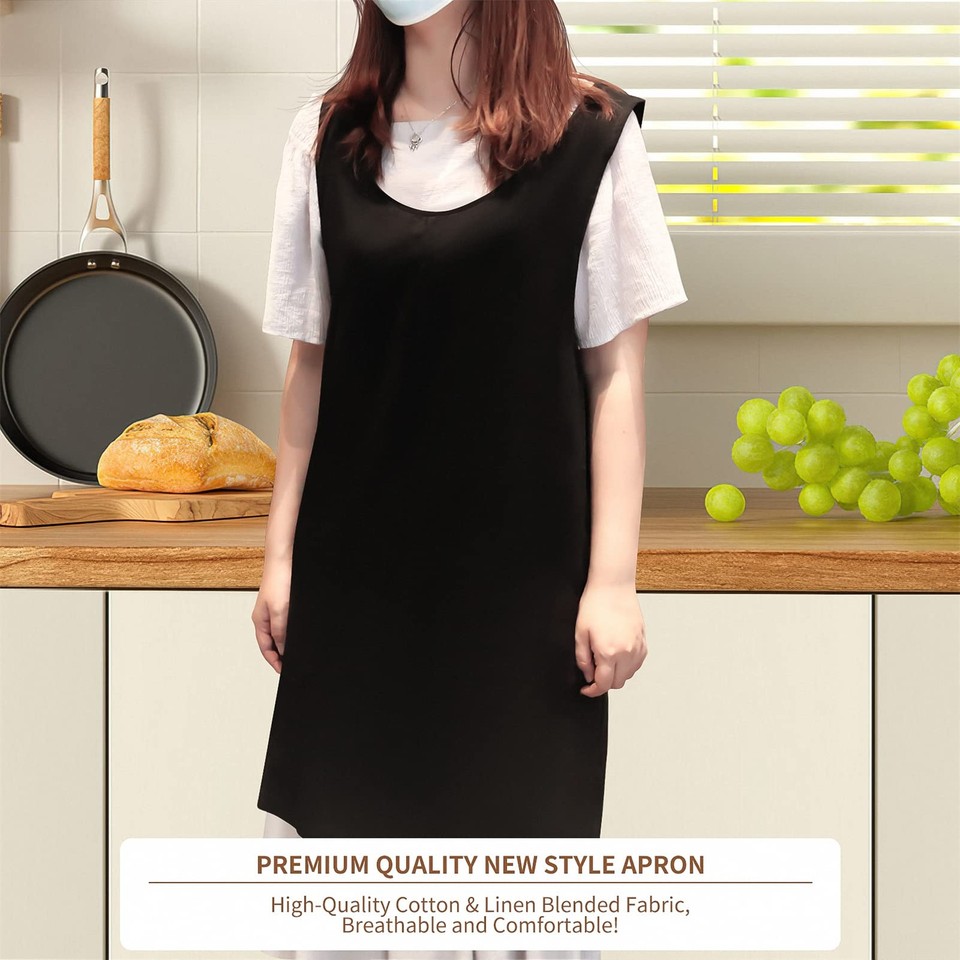 Japan Crossback Apron Soft Cotton Linen Apron with Two Side Pockets Solid Col... | eBay