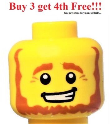 ☀️NEW Lego Male Boy Minifigure Minifig Head Face Orange Beard #17 | eBay