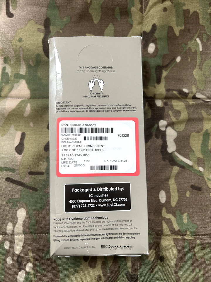 10 cyalume chemlight tactical light- Green Blue Red IR color 12 hour ...