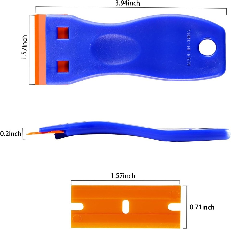 Plastic Razor Blade Scraper 4 Pcs and 120 Pcs Blades, Remove Label ...