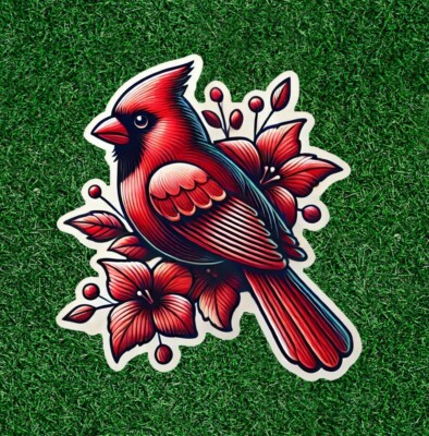 Beautiful red cardinal 100% waterproof vinyl sticker decal - many sizes ...