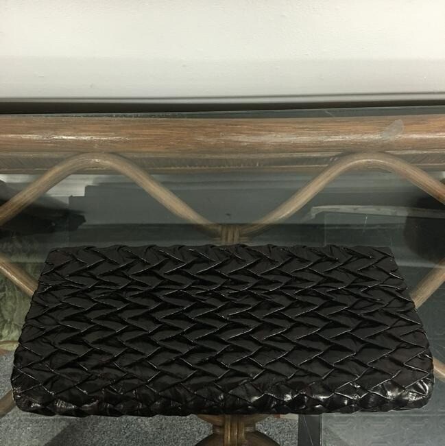 Ted Rossi Pleated Dark Brown Eel Skin Leather Clutch - Gem