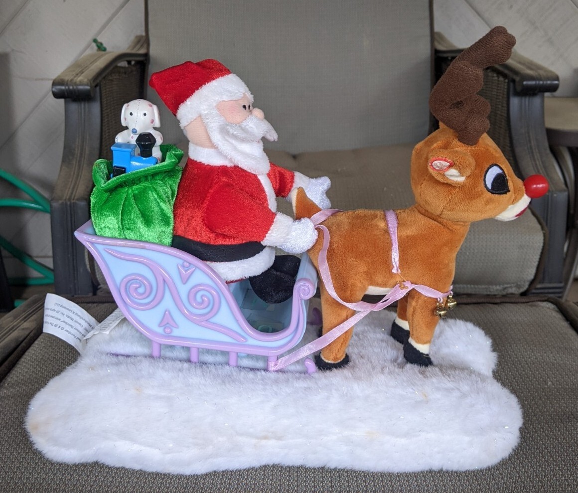 Gemmy Rudolph The Red Nosed Reindeer Santa and Sleigh Christmas ...