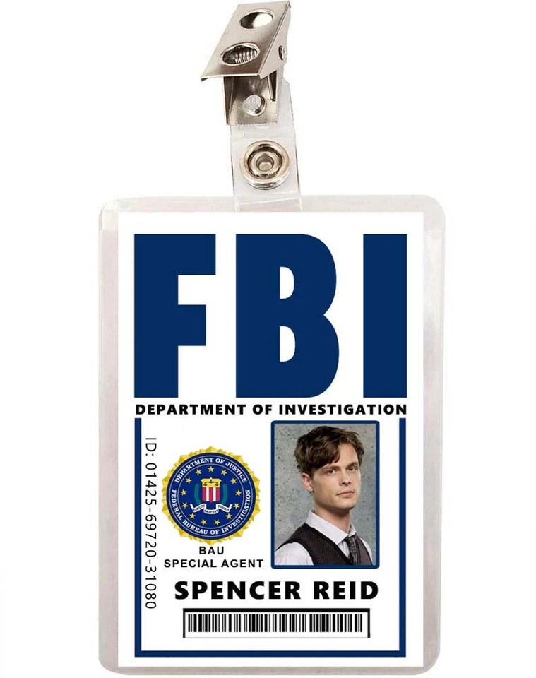 Criminal Minds Spencer Reid FBI ID Badge Costume Name Tag Prop | eBay