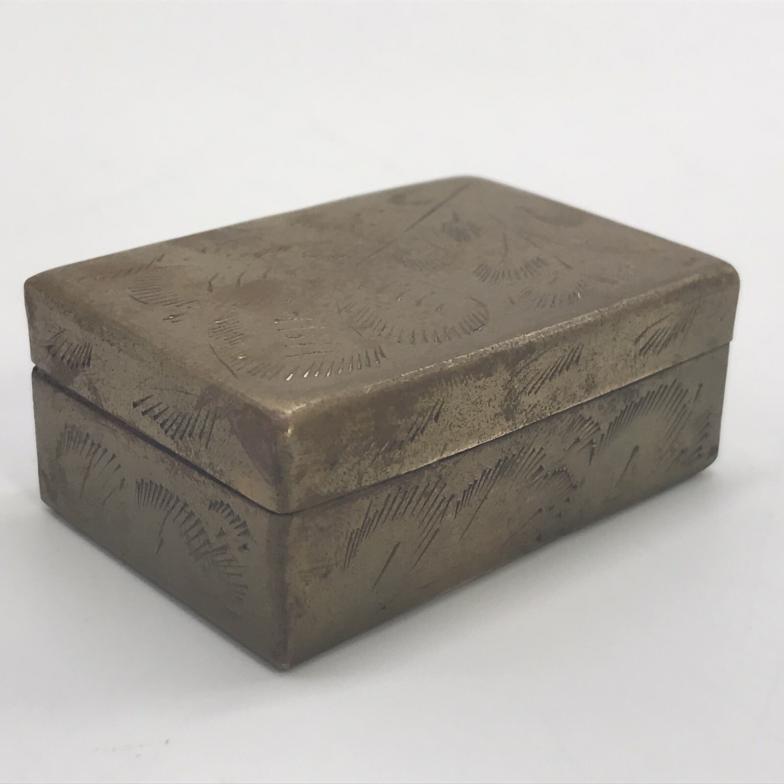 Vintage Metal Match Case Match Box w/ Floral Design 2 1/8 x 1 1/2 x 7/8 ...