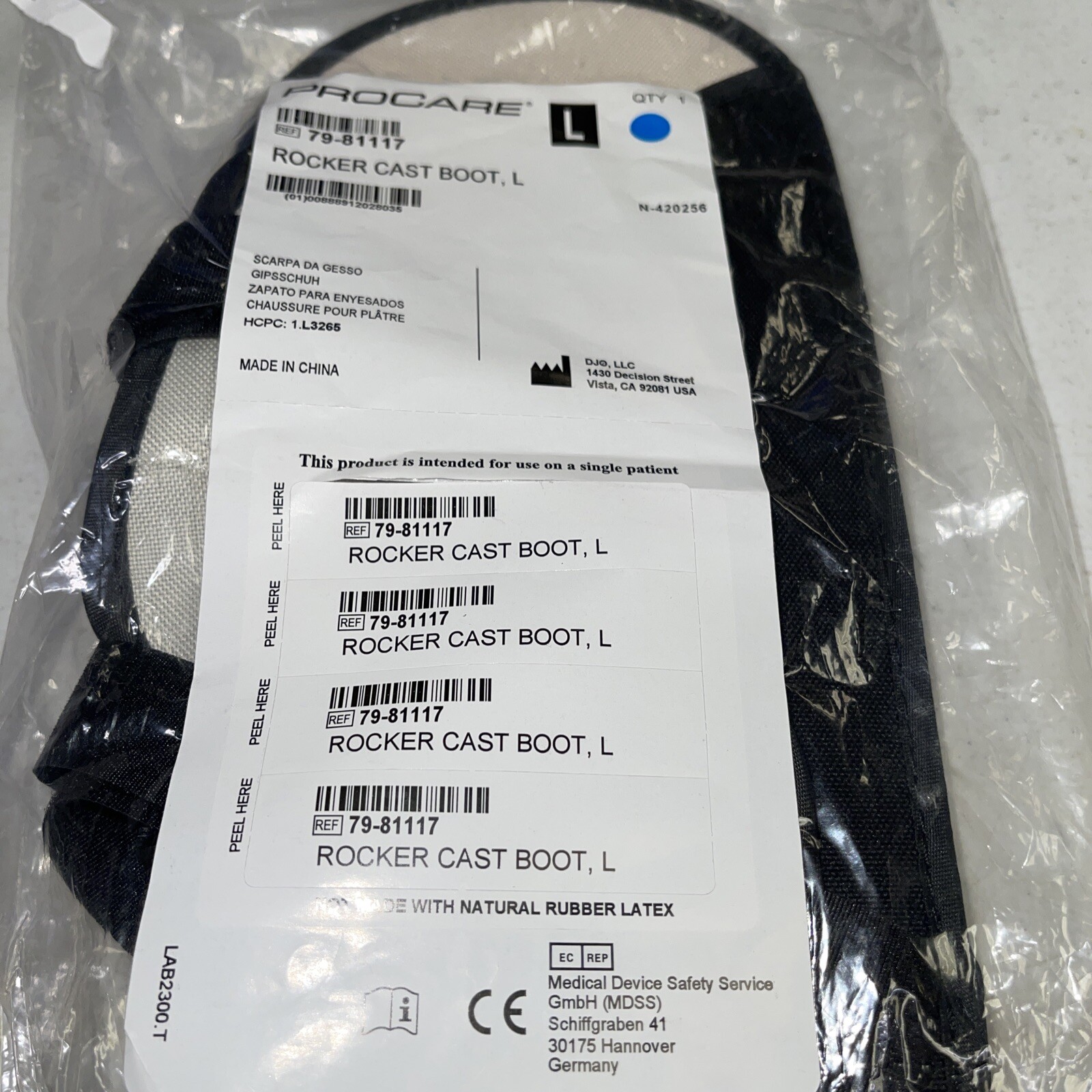 79-81117 Procare Rocker Cast Boot, Size: Large, Black - 1pc - Ships ...