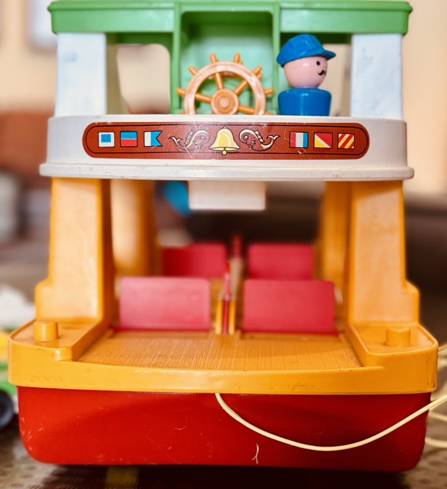 Vintage Fisher-Price Little People Ferry Boat #932 COMPLETE plus snazzy ...