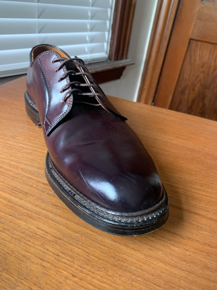 WORN 1x | ALDEN 11D #8 SHELL CORDOVAN PLAIN TOE BLUCHER PTB DRESS SHOES ...