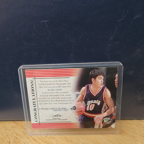 2004 Press Pass Auto Blake Stepp (Blue Ink) Rookie Auto RC GONZAGA ...