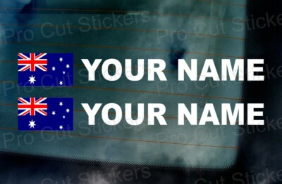 x2 Australia Flag Rally Race Tag Initial Name Surname Car Window ...