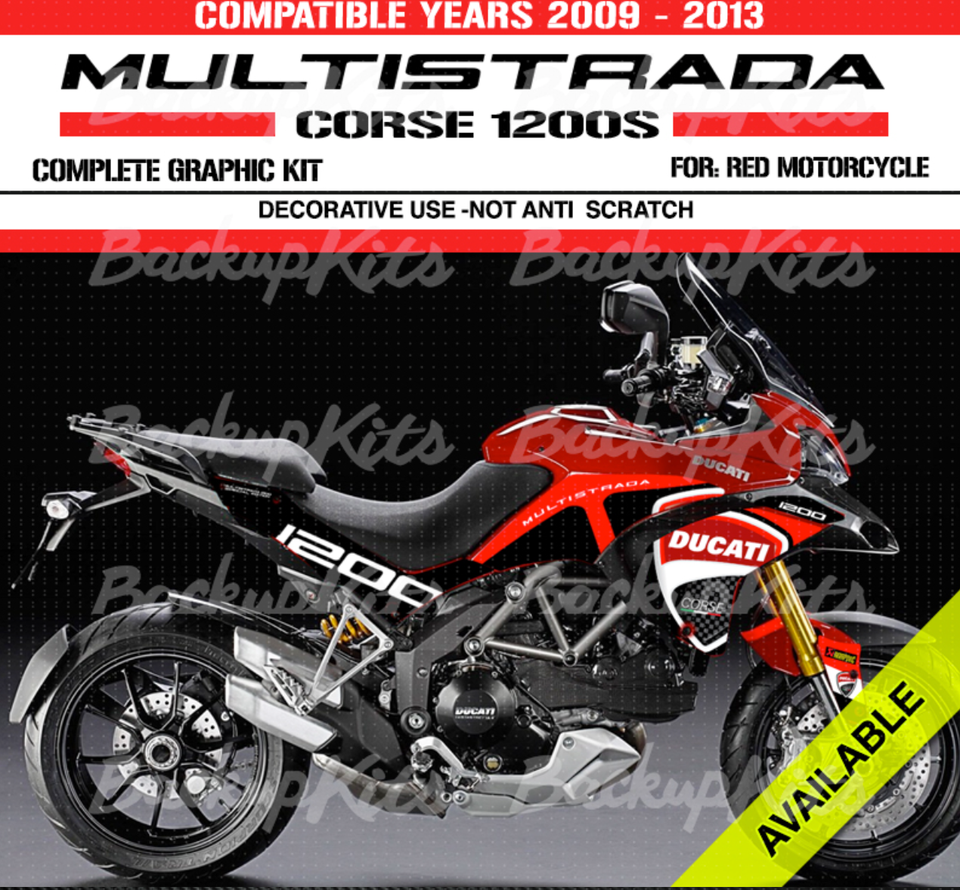 2009-2014 Ducati Multistrada Graphic Kits Decal Side Vinyl Red Glossy ...