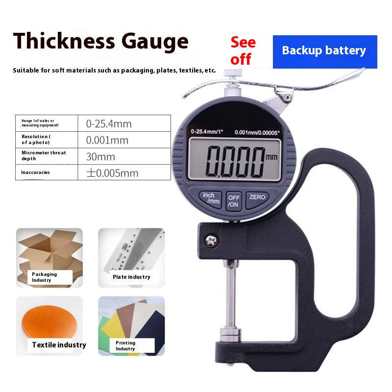 Digital Thickness Gauge for Paper Leather Cloth Wire Measuring Tool 0 ...
