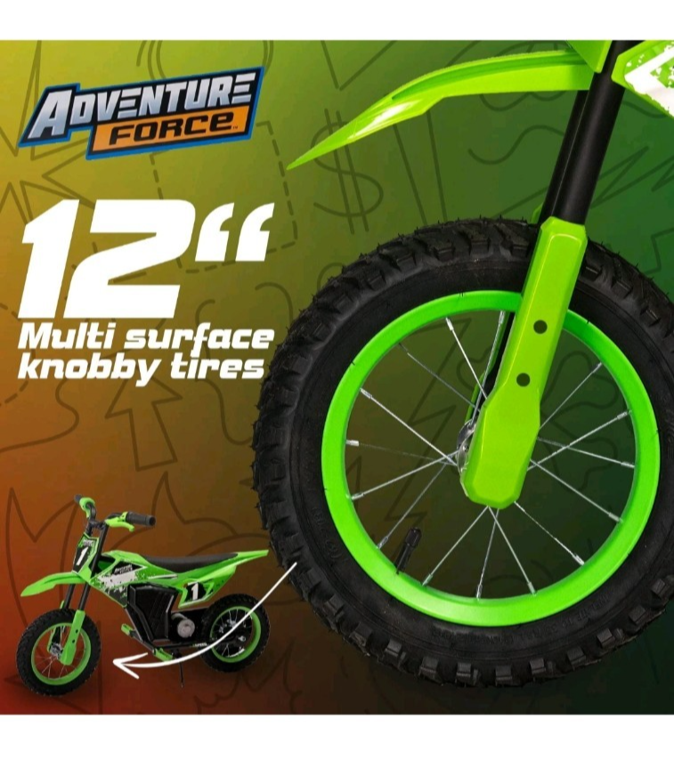 Adventure Force 12V Kids Electric Dirt Bike Green Off-Road FUN Unisex ...