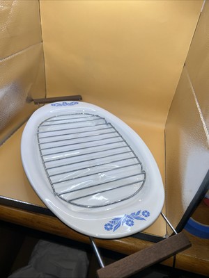 Corning Ware #P-19 Blue Cornflower Meat Platter with Roasting Rack And ...