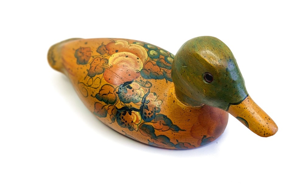OOAK Vtg 1982 Signed Pam Handcarved Painted Decorative Wood Wooden Duck ...