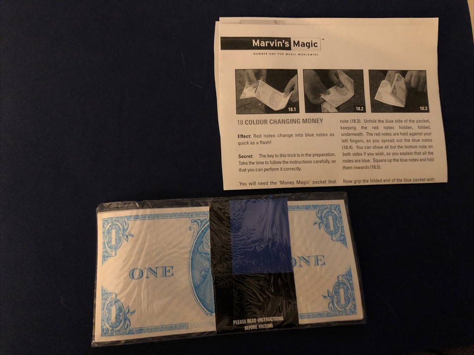 Vintage Marvin’s Magic Colour Changing Money With Printed Instructions ...