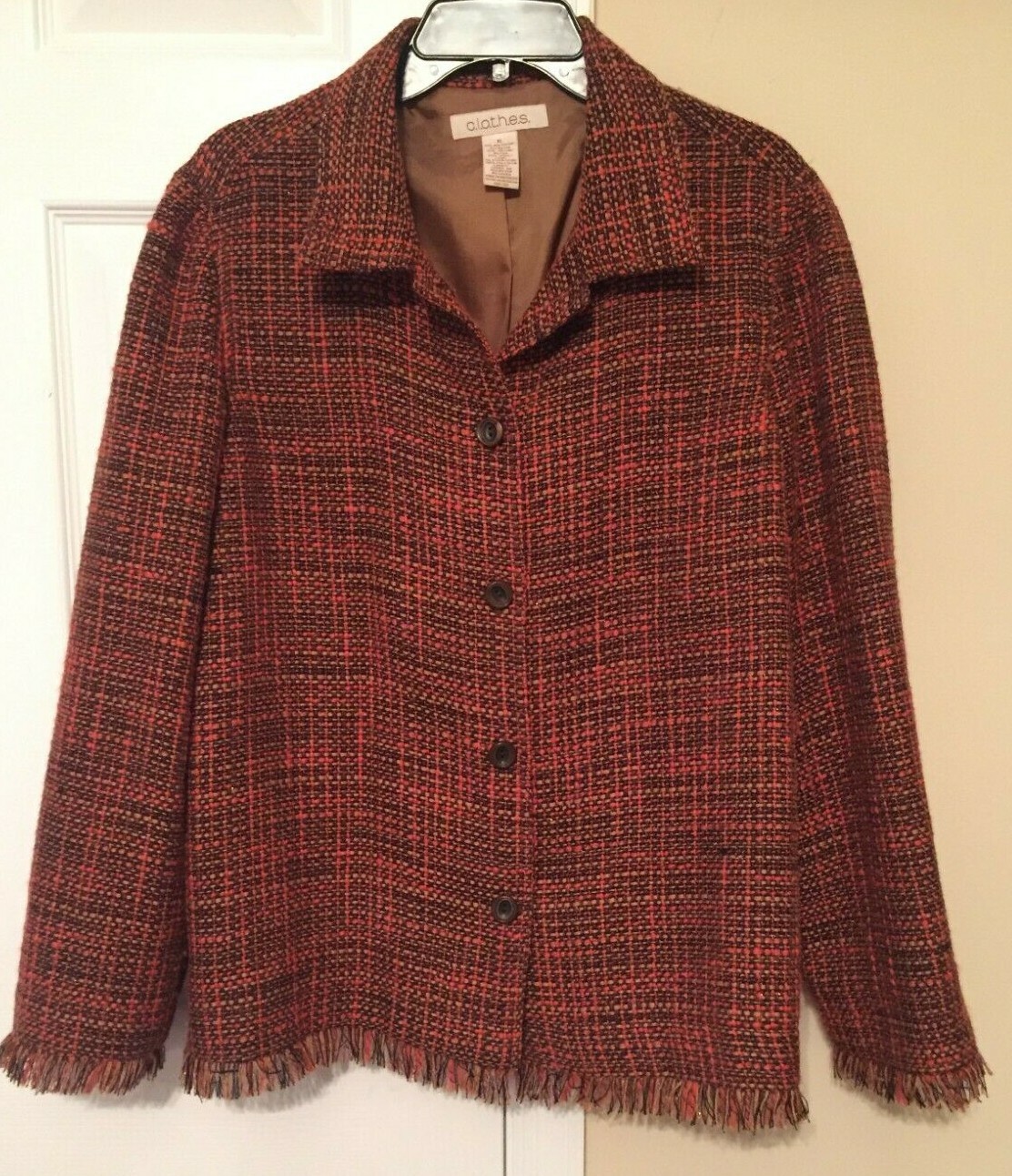 Vintage TWEED Jacket / Blazer with FRAYED FRINGE Woma… - Gem