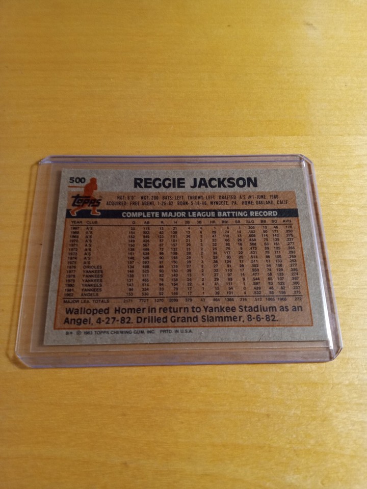 1983 Topps #500 REGGIE JACKSON California Angels Baseball Card ...