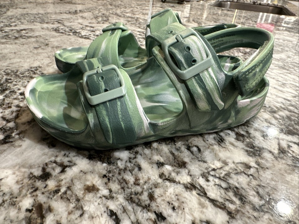NEW Kids Ade Footbed Sandals Cat & Jack Green Swirl Green/Ade Size 12 ...