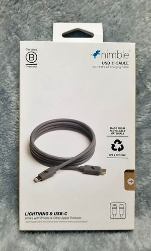 NEW, Nimble Lightning to USB-C Fast Charging Cable, 1 Meter/3.3ft, MFi ...